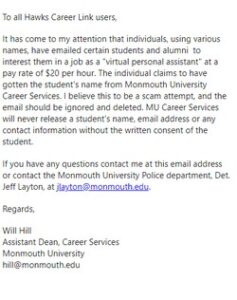 Fake Job Offer Emailed to Students - The Outlook